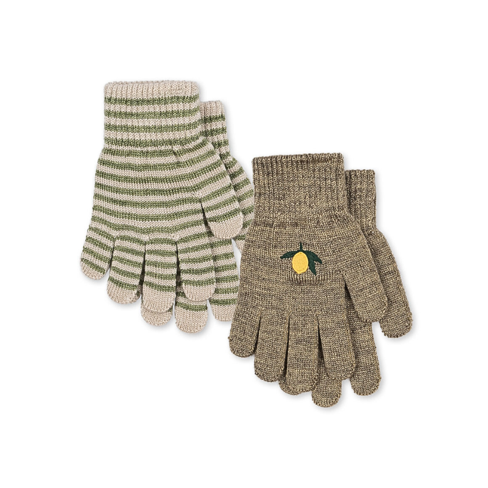 Konges Sloejd 2 Pack Filla Gloves, Lemon/Stripe – Tinyapple