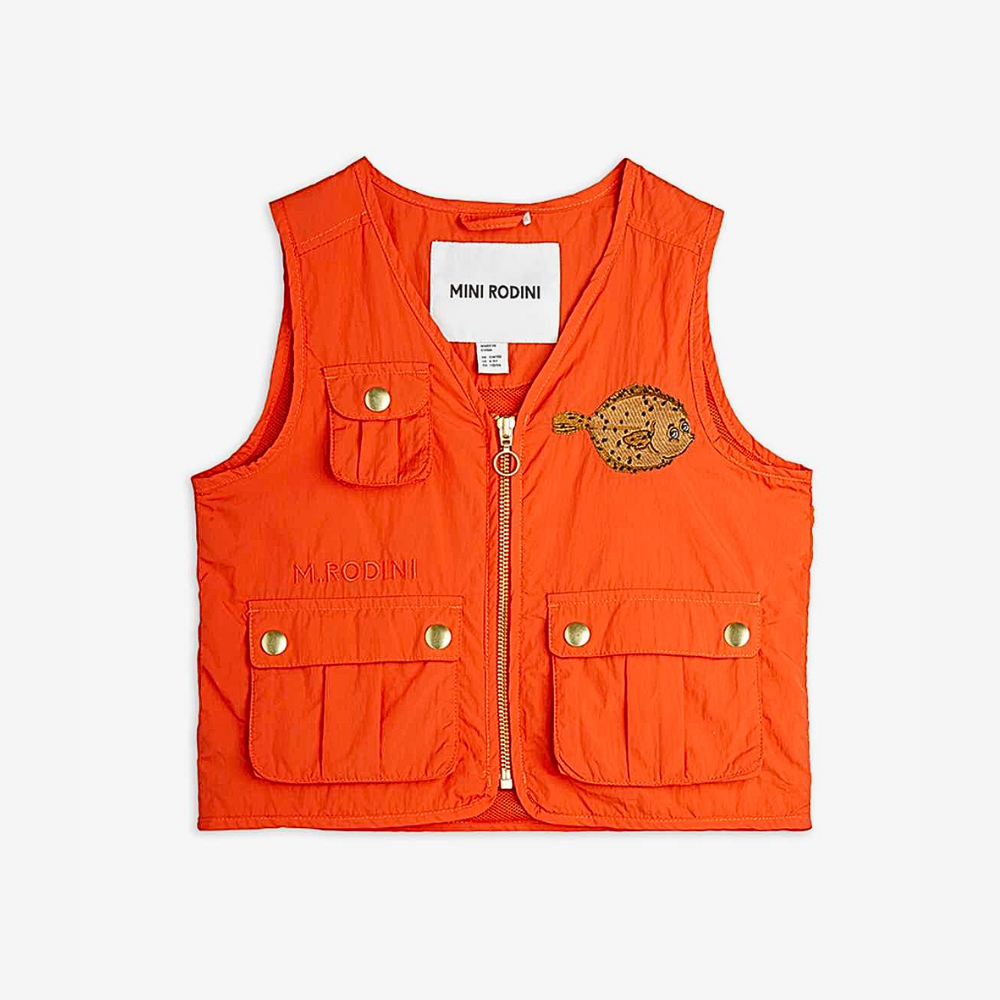 [PRE-ORDER] Mini Rodini Flundra emb utility vest, Red – Tinyapple