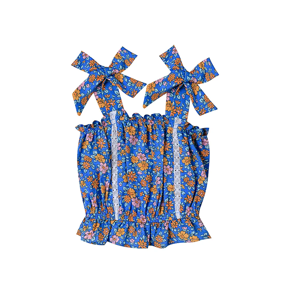 Kidsagogo Chloe Top, Floral Iris Blue – Tinyapple